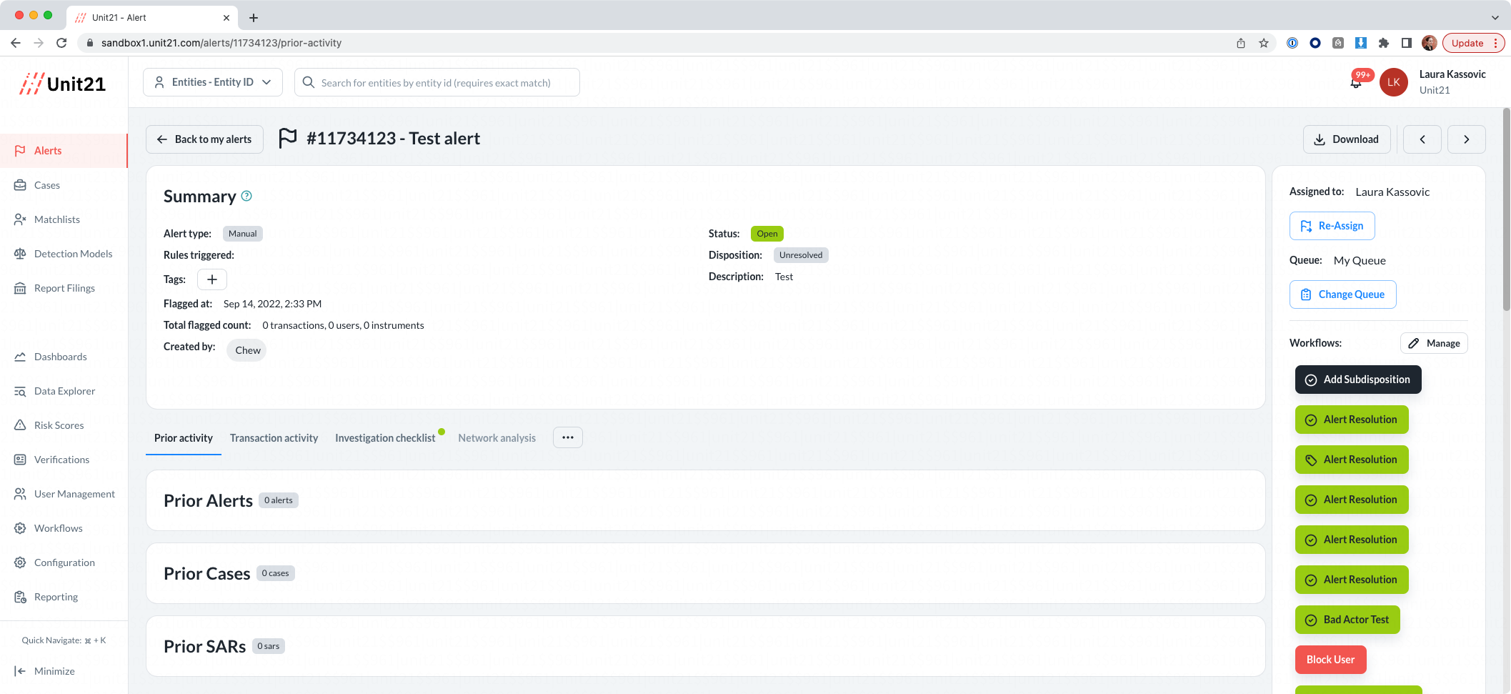 How to create an Alert manually – Unit21