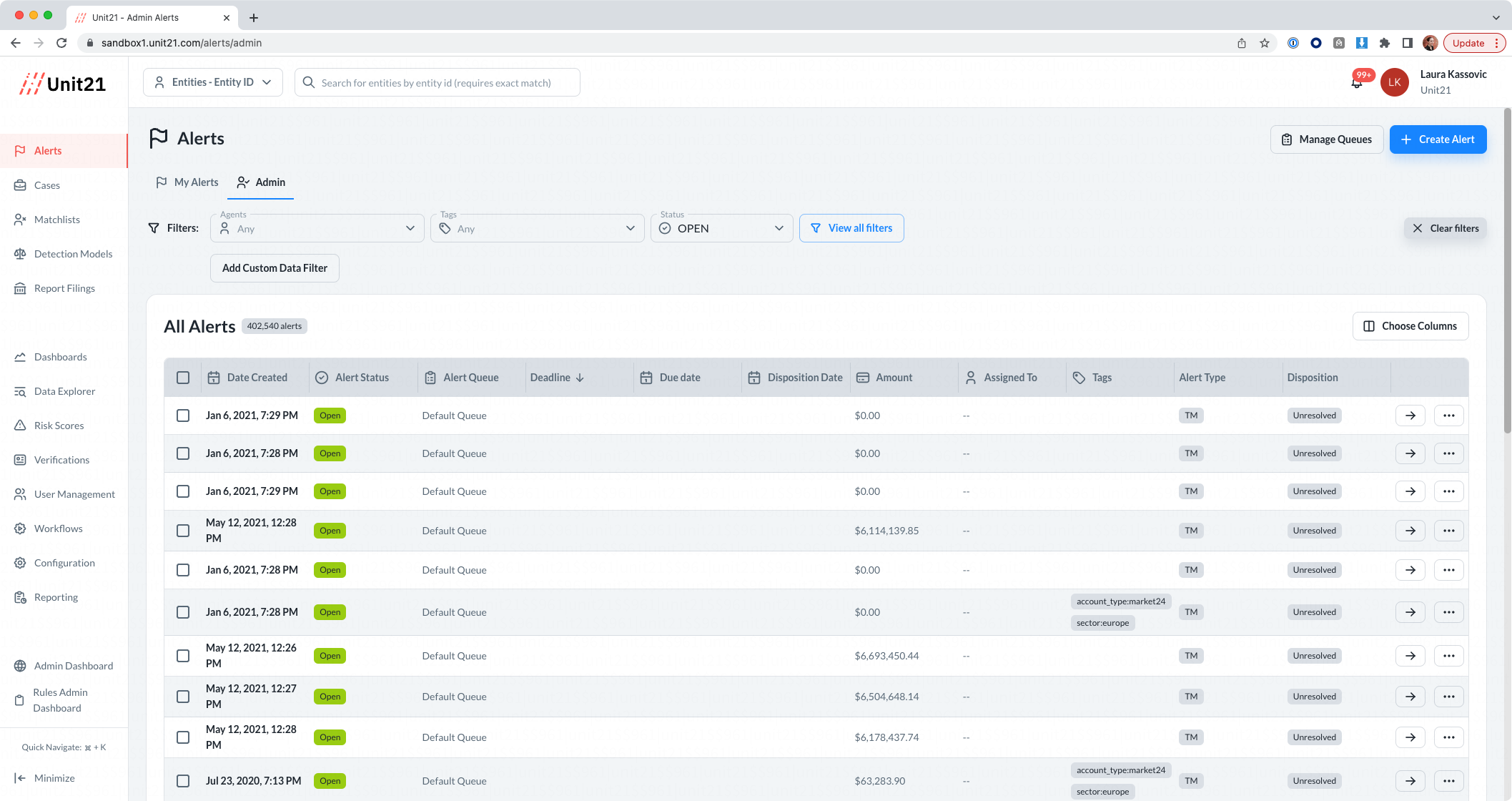 How to bulk resolve Alerts – Unit21